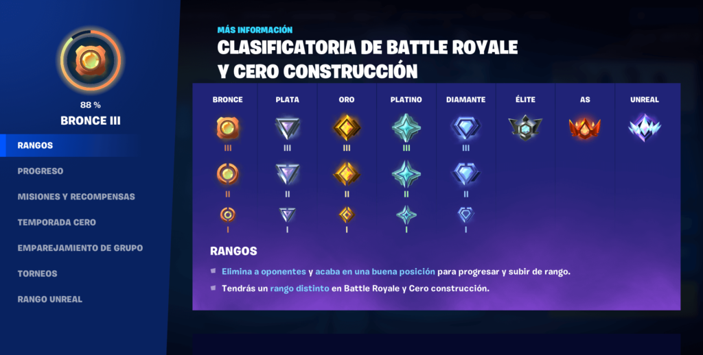 Fortnite - Todos los rangos y divisiones del modo clasificatoria | realgaming101.es